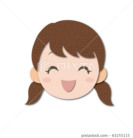Face icon _ girl _ paper cut style - Stock Illustration [63255115] - PIXTA