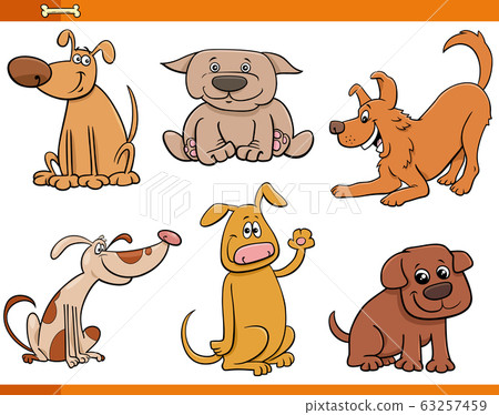dogs and puppies cute animal characters set - Stock Illustration ...