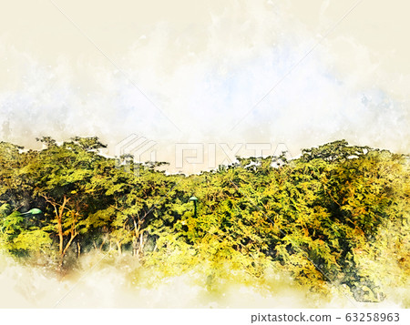 Abstract colorful branch tree at garden park on... - Stock Illustration ...