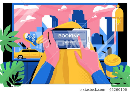 booking online concept, travel planning,Flat... - Stock Illustration ...