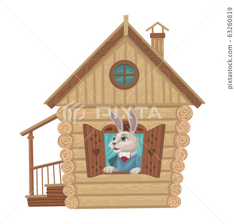 Rabbit looking through the window. Cartoon... - Stock Illustration ...