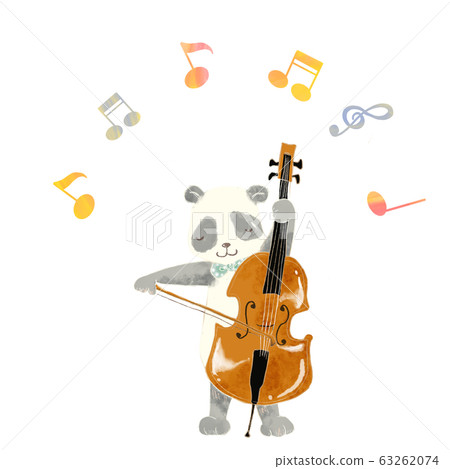 Animals playing music panda double bass - Stock Illustration [63262074 ...