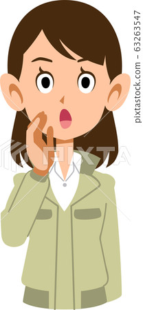 A woman wearing work clothes calling - Stock Illustration [63263547 ...