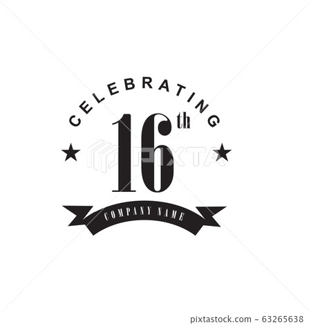 16th year celebrating anniversary emblem logo - Stock Illustration ...