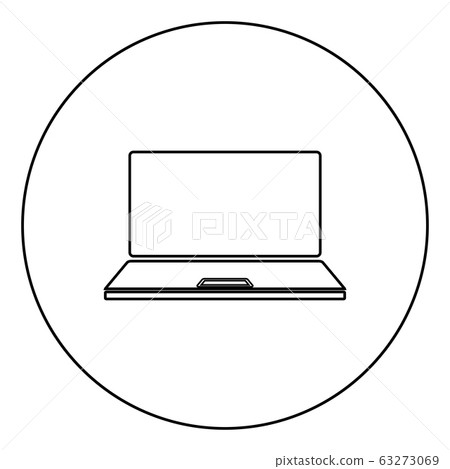 Laptop icon in circle round outline black color - Stock Illustration ...