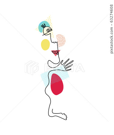 Abstract face of man one line continuous... - Stock Illustration ...