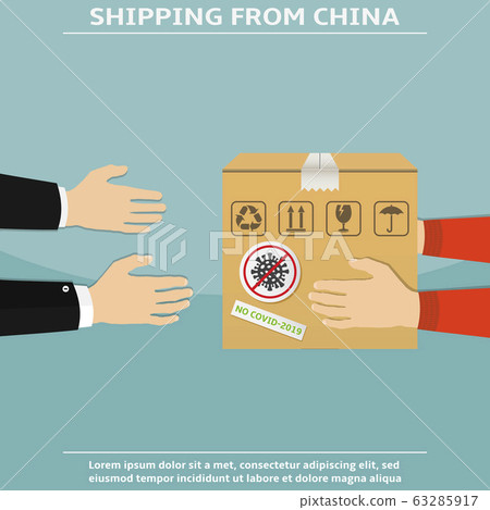 Courier gives a parcel from China checked for... - Stock Illustration ...