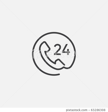 call 24h support linear icon vector - Stock Illustration [63286308] - PIXTA