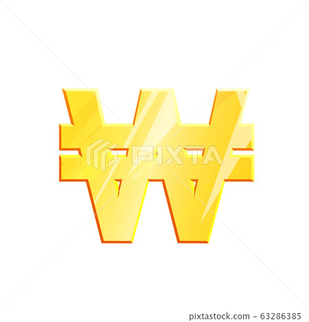 KRW Golden won symbol on white background.... - Stock Illustration ...