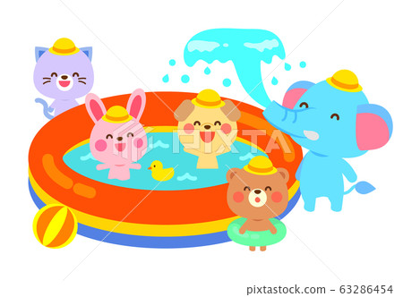 Summer pool play illustration Animal - Stock Illustration [63286454 ...