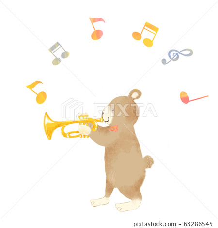 Animals playing music bear trumpet - Stock Illustration [63286545] - PIXTA