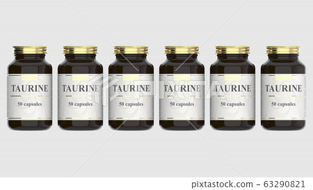 Medicine glass bottles with generic taurine... - Stock Illustration ...