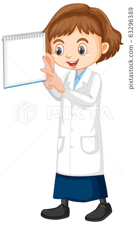 Girl in science gown standing on white background - Stock Illustration ...