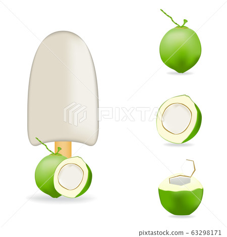 Vector illustration of colorful Fresh coconut ice - Stock Illustration ...
