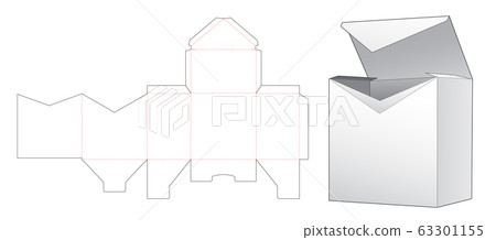 V shaped inclosed packaging box die cut template - Stock Illustration ...