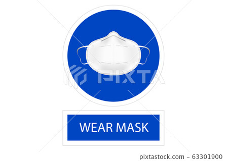 Wear mask round blue sign vector design-插圖素材 [63301900] - PIXTA圖庫