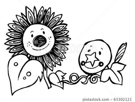Sunflower and Asagao - Stock Illustration [63302121] - PIXTA