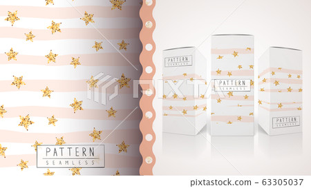 Gold princess star - seamless pattern - Stock Illustration [63305037 ...