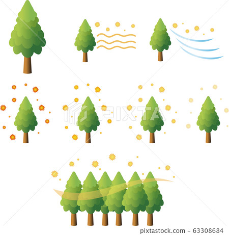 Pollen image cedar hay fever set - Stock Illustration [63308684] - PIXTA
