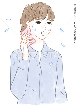 A woman sweating - Stock Illustration [63308691] - PIXTA