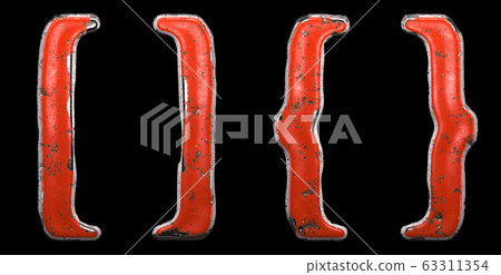 Set of symbols left right braces made of red... - Stock Illustration ...