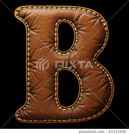 Leather letter B uppercase. 3D render font with... - Stock Illustration ...