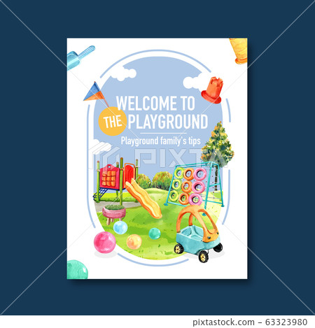Playground poster design with climbing frame, - Stock Illustration ...