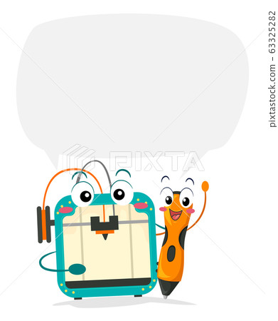 Mascot Printer Pen Talk 3D Illustration - Stock Illustration [63325282 ...