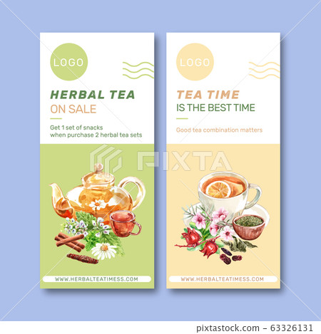 Herbal tea flyer design with cinnamon, peppermint, - Stock Illustration ...