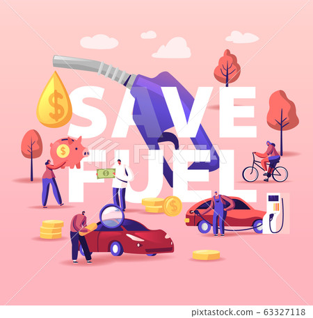 Petrol Economy Concept. Characters Refueling... - Stock Illustration ...