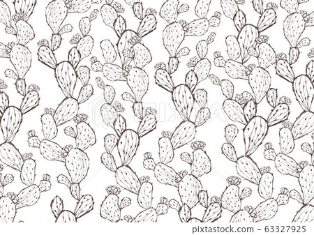 Retro cactus pattern background material hand... - Stock Illustration ...