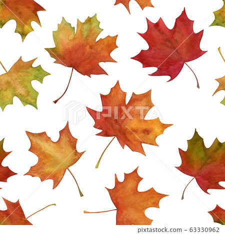 Hand drawn colorful maple leaves seamless pattern - Stock Illustration ...