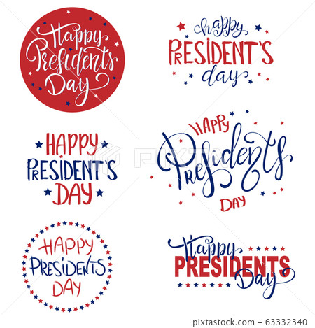 Happy Presidents Day lettering set with 3D... - Stock Illustration ...