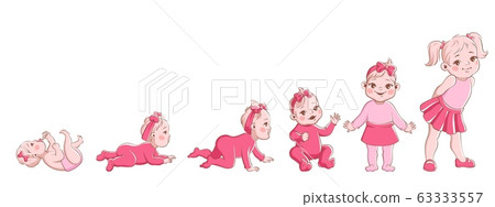 Girl growth process. Life cycle from newborn to... - Stock Illustration ...