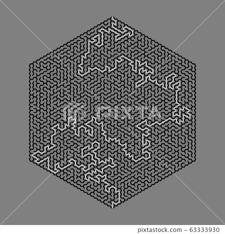 Hexagon maze with solution. Vector illustration. - Stock Illustration ...