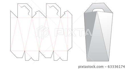 Angled side box with handle die cut template... - Stock Illustration ...