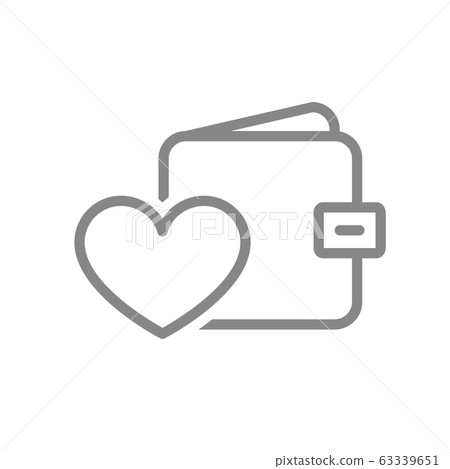 Wallet with heart line icon. Money insurance,... - Stock Illustration ...