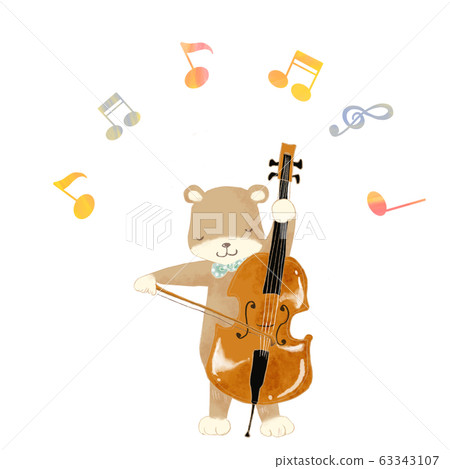 Animals playing music bear double bass - Stock Illustration [63343107 ...