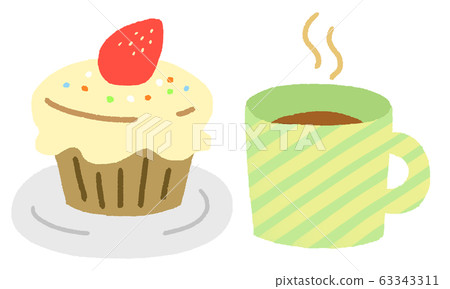 Mug and cake @ cafe - Stock Illustration [63343311] - PIXTA