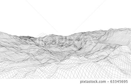 Abstract 3d wire-frame landscape. Blueprint style - Stock Illustration ...