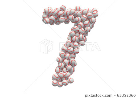 Number 7 from baseball balls, 3D rendering - Stock Illustration ...