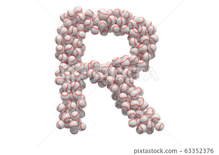 Letter R from baseball balls, 3D rendering - Stock Illustration ...