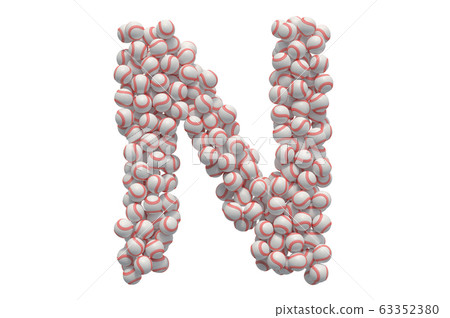 Letter N from baseball balls, 3D rendering - Stock Illustration ...