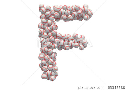 Letter F from baseball balls, 3D rendering - Stock Illustration ...