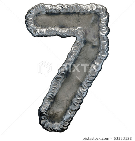 Industrial metal number 7 on white background 3d - Stock Illustration ...