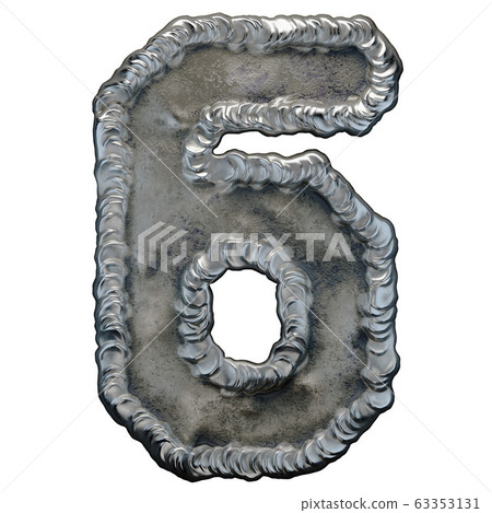 Industrial metal number 6 on white background 3d - Stock Illustration ...