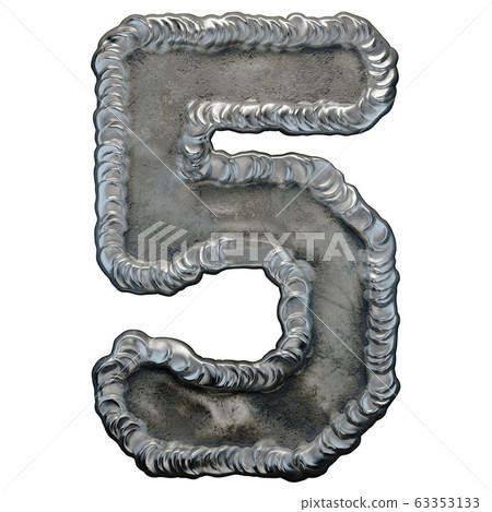 Industrial metal number 5 on white background 3d - Stock Illustration ...