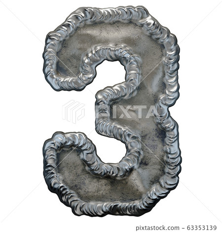 Industrial metal number 3 on white background 3d-插圖素材 [63353139] - PIXTA圖庫