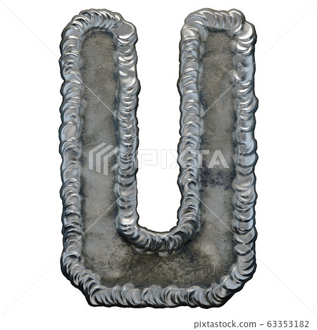 Industrial metal alphabet letter U on white... - Stock Illustration ...