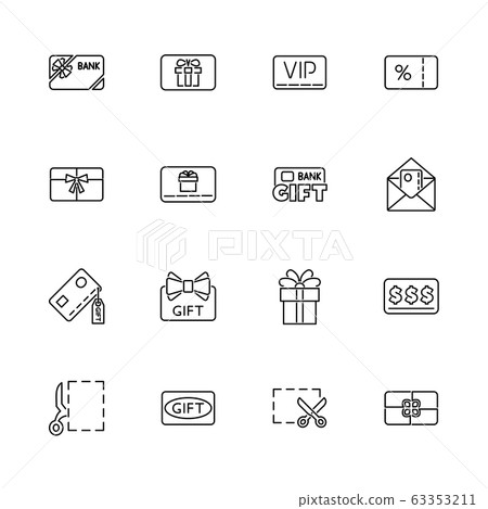 Gift Cards - Flat Vector Icons - Stock Illustration [63353211] - PIXTA